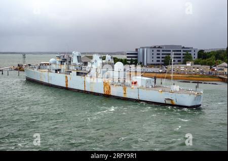 The former Royal Navy Type 82 Destroyer HMS Bristol is towed out of ...