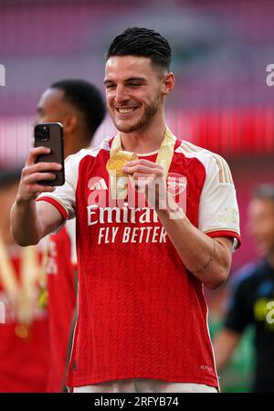 Arsenal's Declan Rice with his winner's medal after the FA Community ...