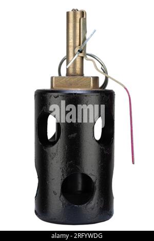 flashbang (stun) non-lethal grenade for riot police isolated on white ...