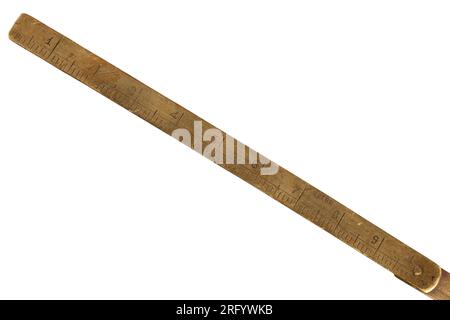Antique carpenter's brass ruler from isolated on white background Stock ...