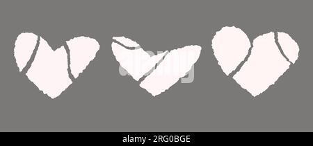 Light pink torn paper hearts set. Collection of ripped heart-shaped ...