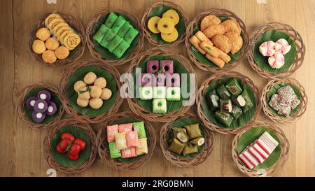 Top View Jajan Pasar, Various Kue Basah Indonesian Traditional Cake on ...