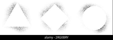 Circle frames collection with spray stencil effect. Grunge dotted round ...