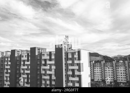 Panel building built in the communist era.Hungary,Budapest. High ...