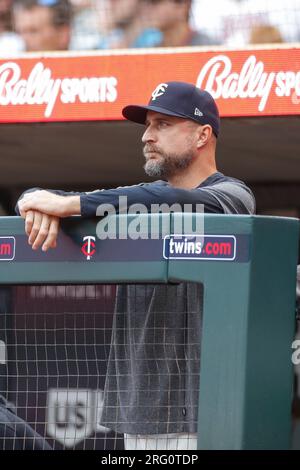 Minnesota Twins manager Rocco Baldelli (5) looks on during the fifth ...