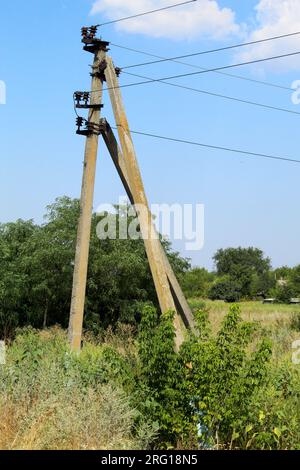 Reinforced concrete power line pole Stock Photo - Alamy