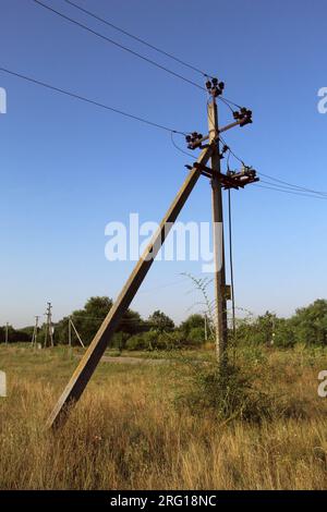 Reinforced concrete power line pole Stock Photo - Alamy