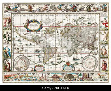 Nova totius terrarum orbis geographica ac hydrographica tabula (Map of the world), 1631. Artist ...