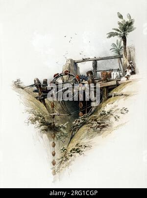 A Persian wheel, used in raising water from the Nile, Louis Haghe ...