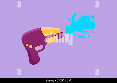 Character flat drawing of water gun splashed water for “Songkran” or ...