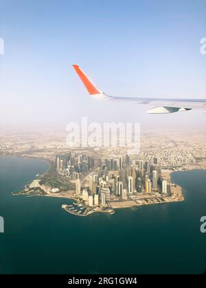 Airplane view on Doha Stock Photo - Alamy