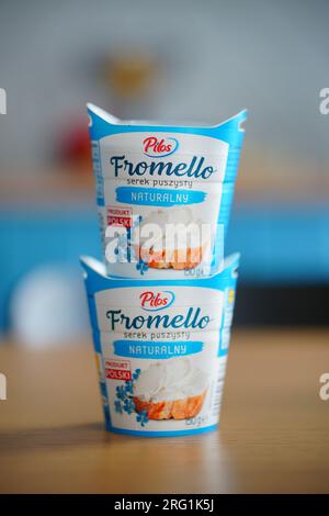 Poznan, Poland - August 6, 2023: Polish Lubella brand penne pasta in a ...