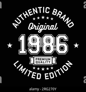 1986 Authentic brand. Apparel fashion design. Graphic design for t ...