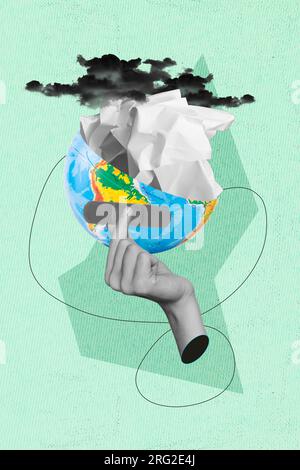 Creative photo 3d collage artwork poster of funny sporty lady training ...