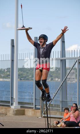 Busker duo Her Majesty's Secret Circus performing at the Halifax Busker ...