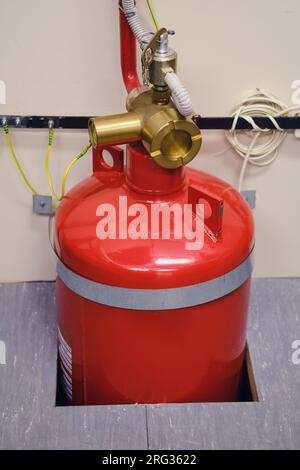 Red balloons of powerful industrial fire extinguishing system Stock ...