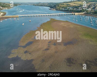 A view upriver along the estuary of the River Teign, showing Shaldon ...