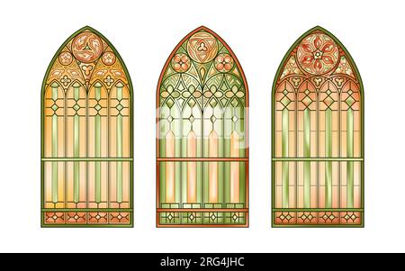 Stained glass Church windows. Gradient black and white frames Stock ...
