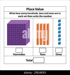 Place Value tens and ones. 10 blocks. and single blocks. Vector ...