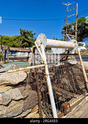 Water management, old artesian pit, Syros island, Greece, Southern ...