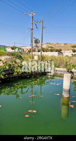 Water management, rain water reservoir, Syros island, Greece, Southern ...