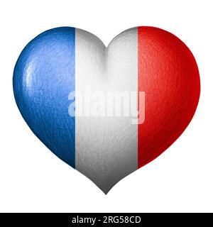 French flag heart. Texture pencil drawing. Isolated on white background ...