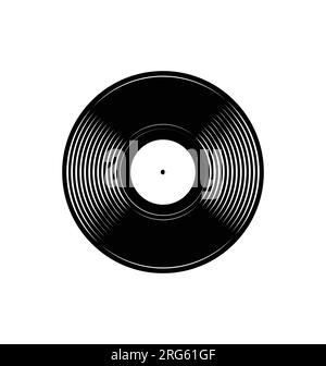 simple classic black vinyl music lp record half in blank cover sleeve ...