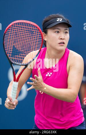 August 07, 2023: Lin Zhu (CHN) tracks the ball during the WTA National ...