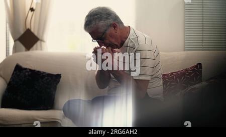 Anxious neurotic elderly senior man struggles with preoccupation and ...