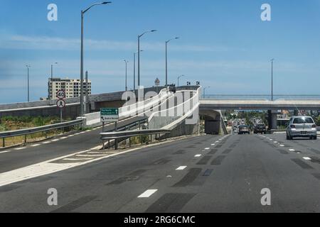 flyover architecture of transport system. bridge overpass on highway ...