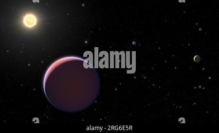 Illustration depicting the three giant planets orbiting the Sun-like ...