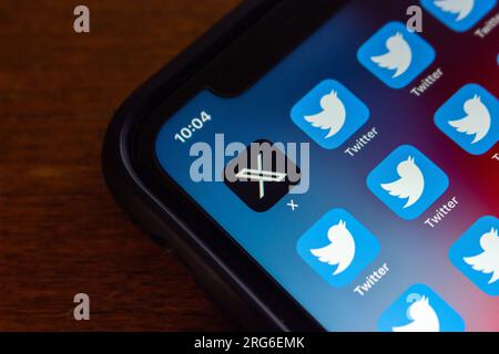 Vancouver, CANADA - Aug 6 2023 : Elon Musk's X App seen in App Store on ...