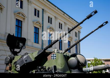 Firing unit of the Flakpanzer Gepard anti-aircraft tank of the German ...