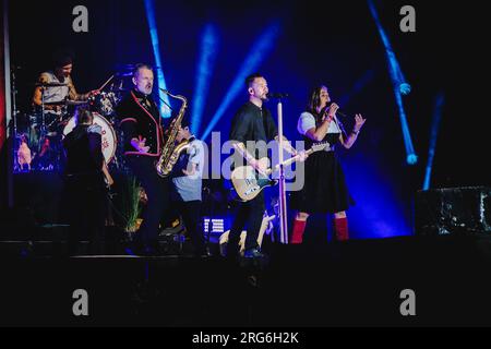 Flumserberg, Switzerland. 29th, July 2023. The Swiss rock band Megawatt ...