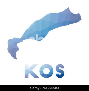 Kos icon. Network map of the island. Round Kos sign with gradient ring ...