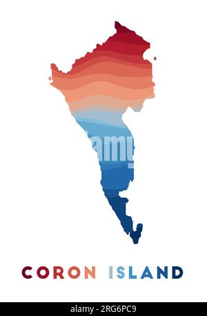 Coron Island map design. Shape of the island with beautiful geometric ...