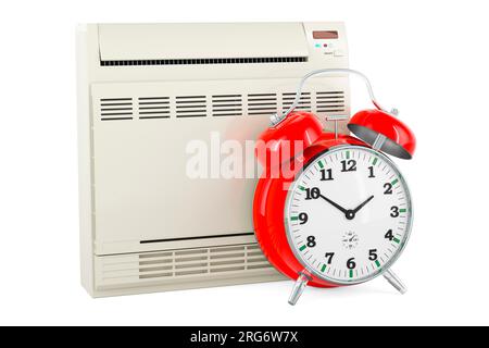 Air conditioner with alarm clock, 3D rendering isolated on white ...