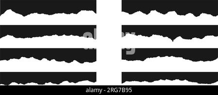 Torn thin and long pieces of paper. Black cutout paper strips with ...