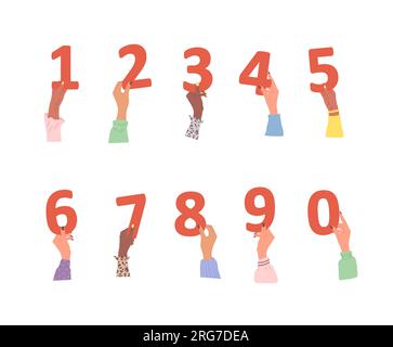 Diverse people holding numbers in hands Stock Vector Image & Art - Alamy