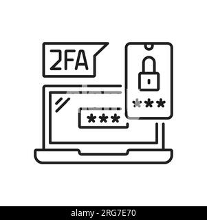 Computer 2fa icon outline vector. Factor password. Code login Stock ...