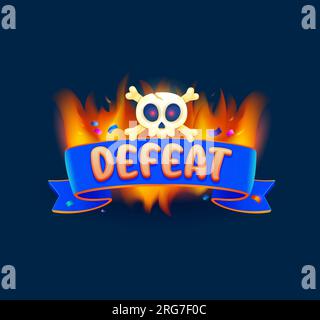 Level up and defeat mobile ui game vector background. Gui win screen ...