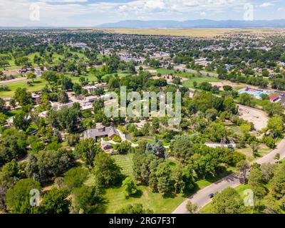 Aerial drone photo of the Pueblo Colorado Riverwalk Stock Photo - Alamy