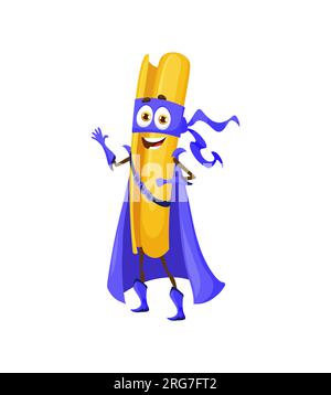 Cartoon Italian pasta food superhero characters. Penne, tagliatelle ...