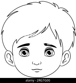 Illustration of a young boy with a neutral facial expression in a ...