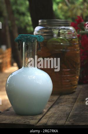 The Lebanese national alcoholic drink, Arak, in a traditional ebrik ...