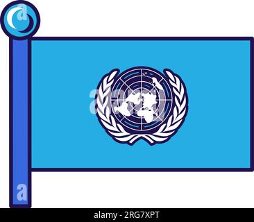 Flag of United Nations (UN), international territory, white UN emblem ...