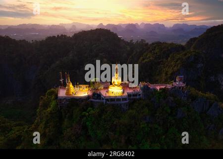 Aerial view of the Tiger cave temple at dusk in Krabi, Thailand Stock ...