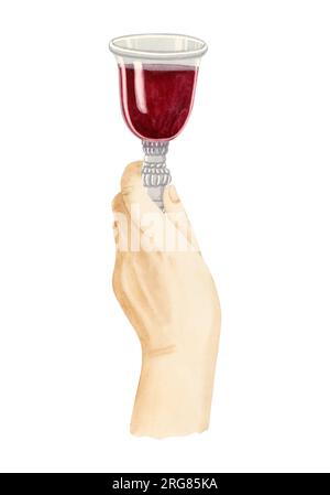 Watercolor elegant hand holding template illustration isolated on white ...