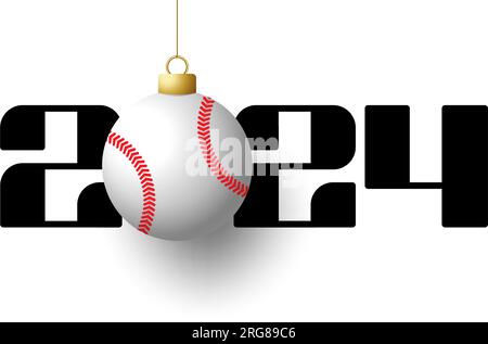 Happy New Year 2024 and baseball ball. Sports greeting card with sport ...