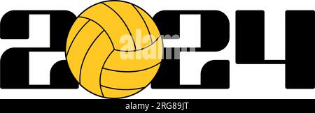 Happy New Year 2024 and volleyball ball. Sports greeting card with ...